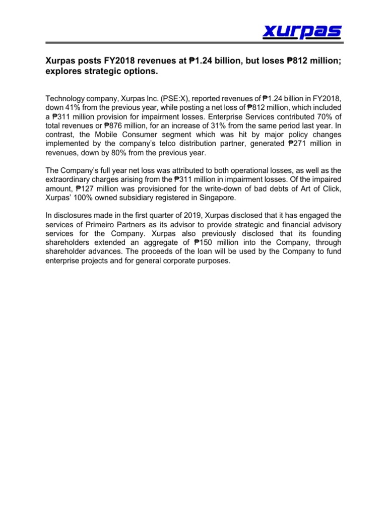 Xurpas Press Release | PDF