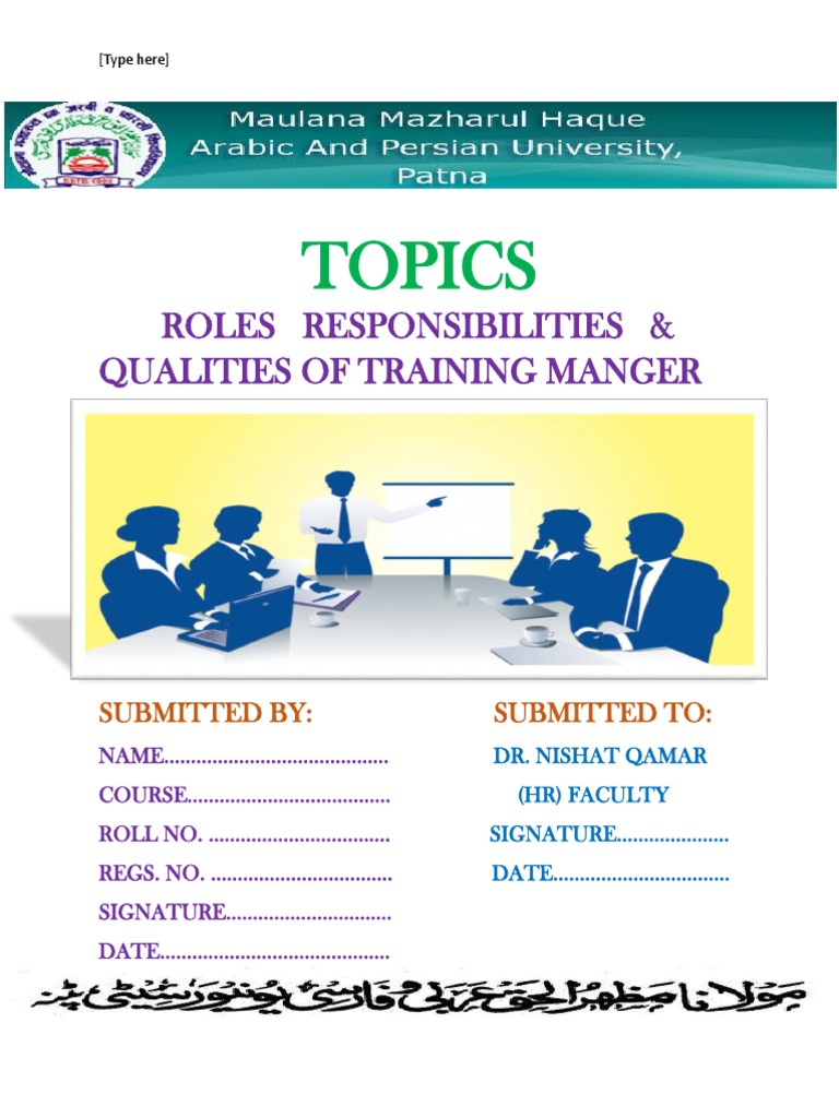 Topics: Roles Responsibilities & Qualities of Training Manger | PDF