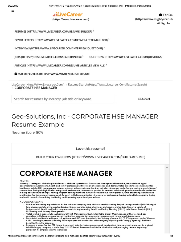CV SeniorHealth SafetyManager1 | PDF | Occupational Safety And Health ...
