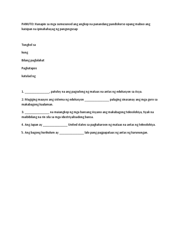 Aralin 1.3-Mga Pagsasanay Sa Pang-Ugnay | PDF