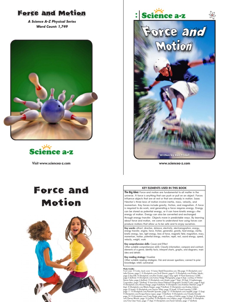 Force and Motion: A Science A-Z Physical Series Word Count: 1,749 | PDF ...