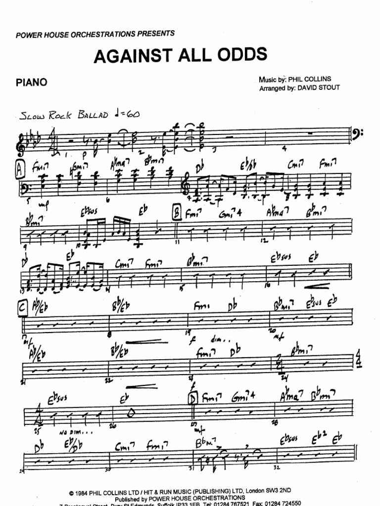 Against All Odds Piano | PDF
