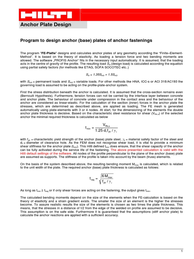 Calculation of Base Plate Thickness | PDF | Bending | Classical Mechanics