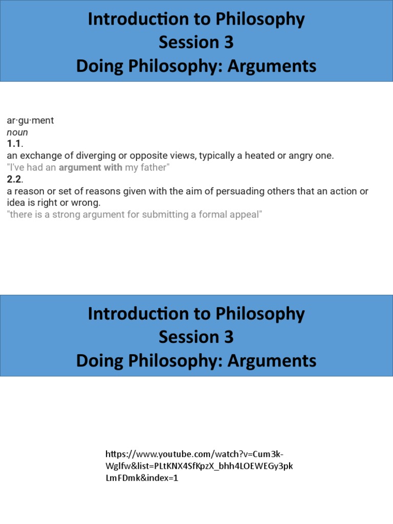 Intro Phil Session 3 Arguments | PDF | Argument | Philosophical Methodology