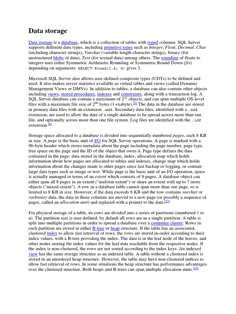 Data Storage Data Storage Database Typed Primitive Types Blobs Rounding Pdf Database Index