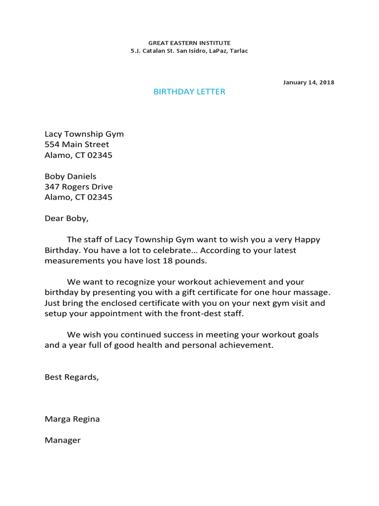 Birthday Letter and Fitness Recognition | PDF