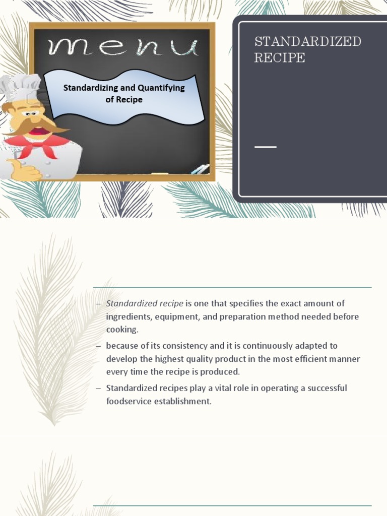 Standardized Recipe: Standardizing and Quantifying of Recipe | Download ...