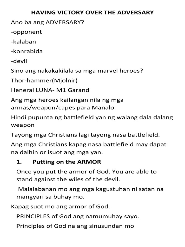 Having Victory Over The Adversary | PDF