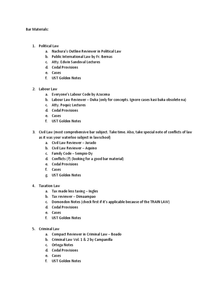 A Comprehensive List of Recommended Study Materials for the Philippine ...