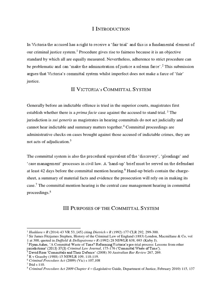 Victoria's Committal System Analysis | PDF | Indictment | Prosecutor