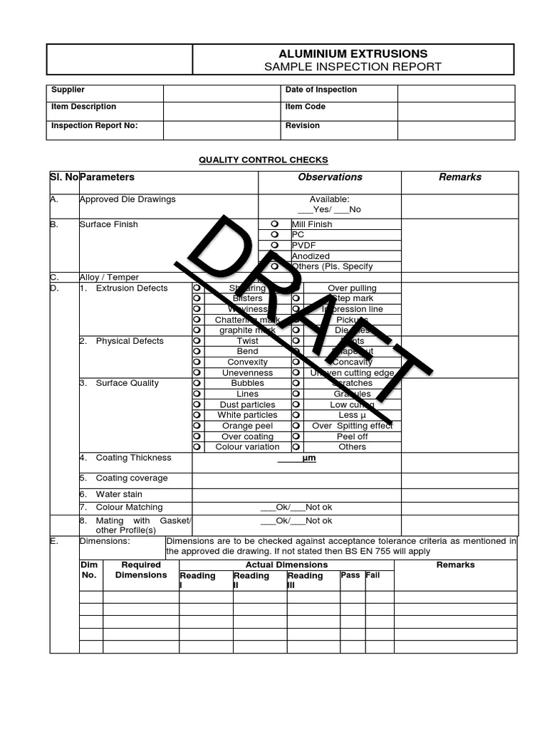 Al Extrusion Sample Inspection Report | PDF | Extrusion | Building ...