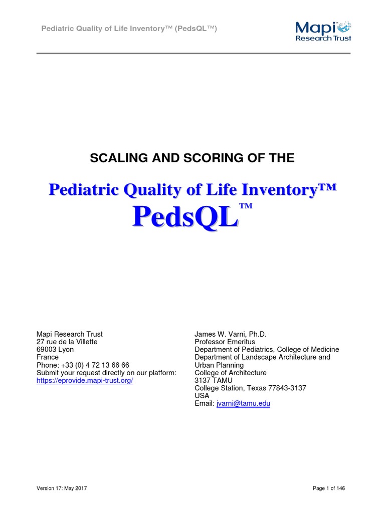 PedsQL Scoring PDF | Download Free PDF | Likert Scale | Mean
