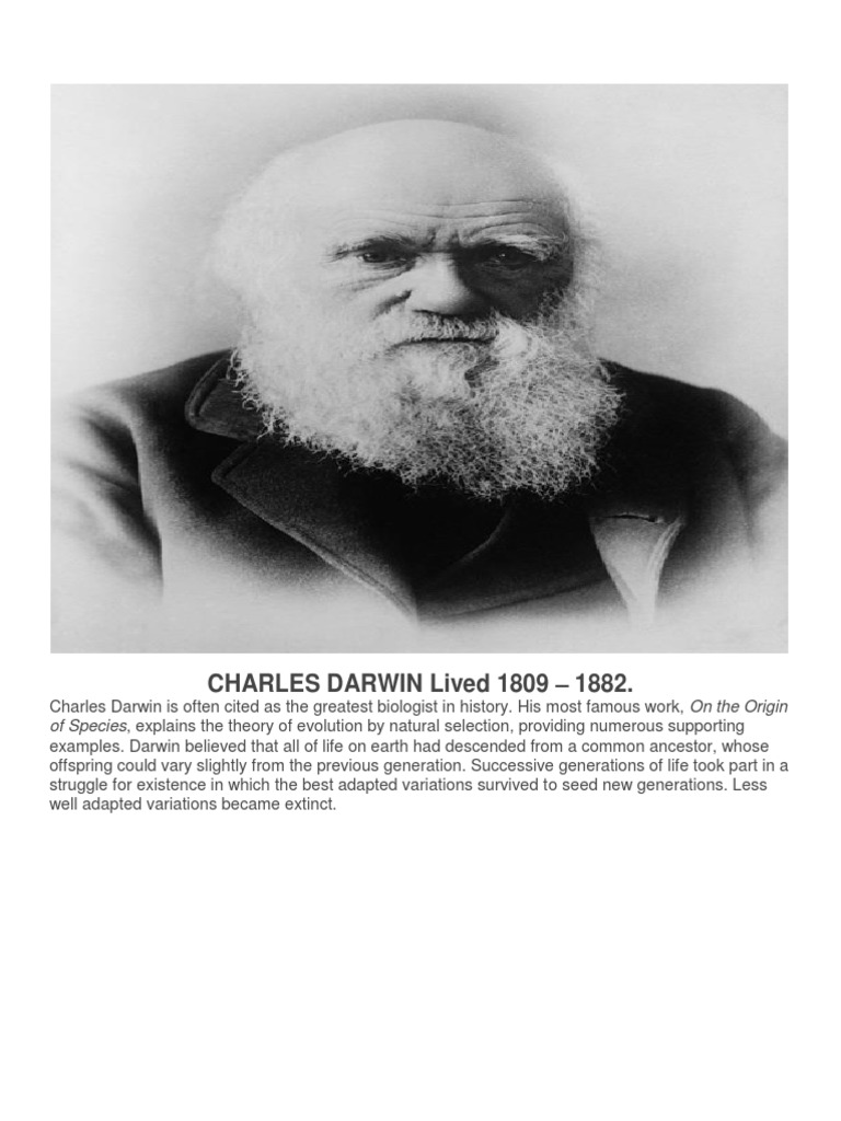 CHARLES DARWIN Lived 1809 | PDF