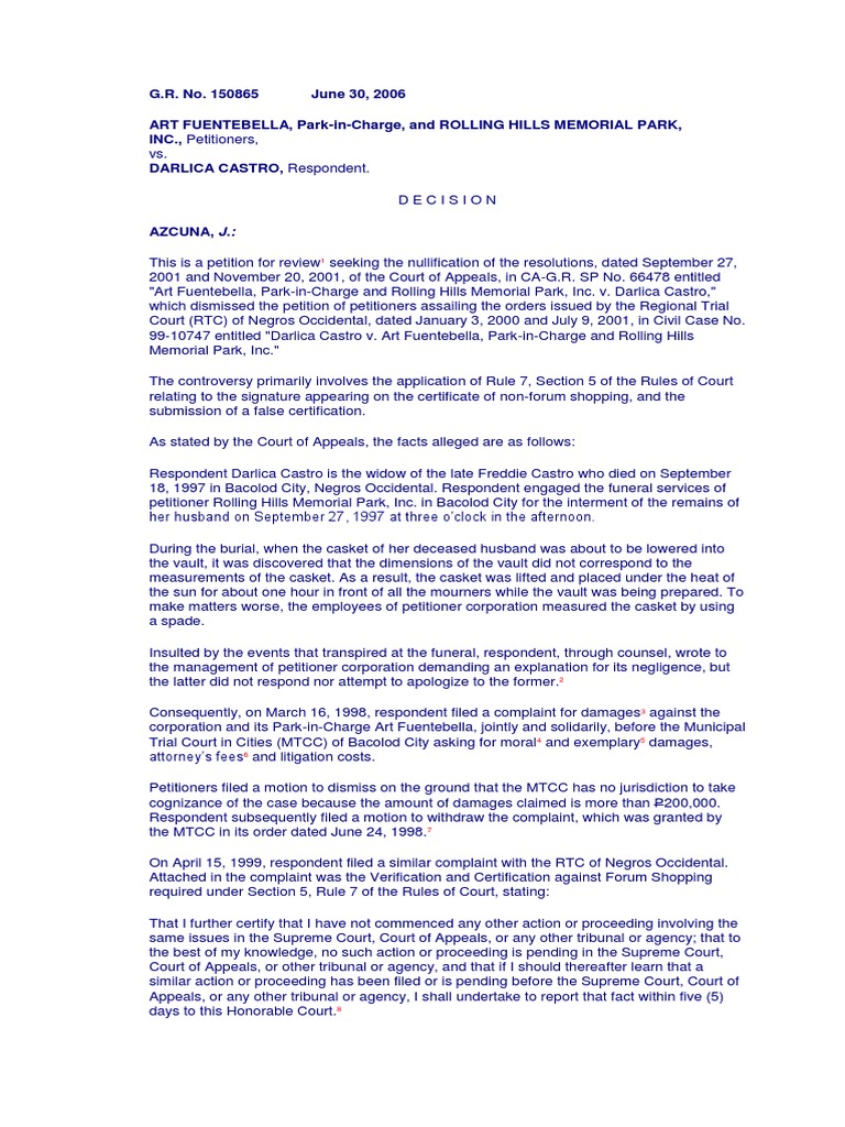 Certification Issues in Forum Shopping Case | PDF | Pleading | Complaint