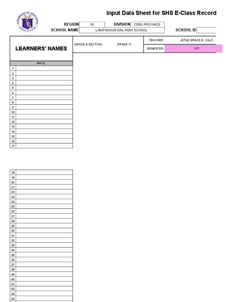 SHS E-Class Record: Grade 11 Science | PDF | Behaviorism | Education Theory