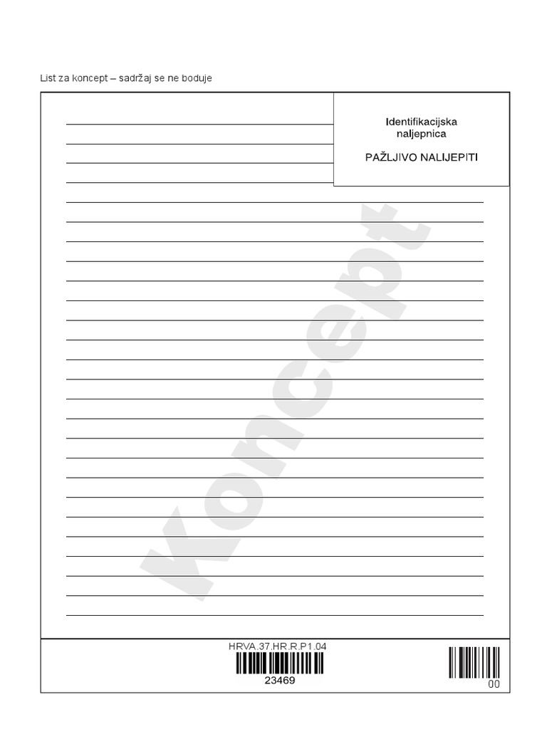 K Oncept: List Za Koncept - Sadržaj Se Ne Boduje | PDF