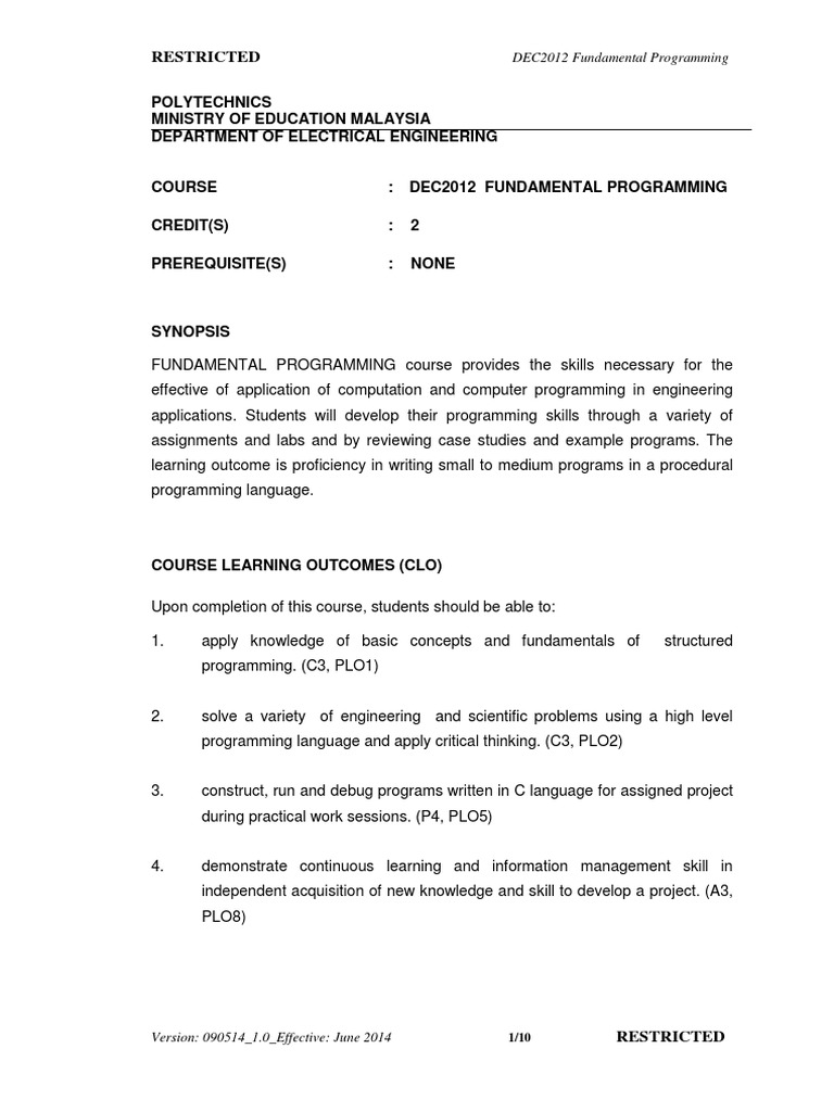 DEC2012 Fundamental Programming | PDF | Computer Programming ...