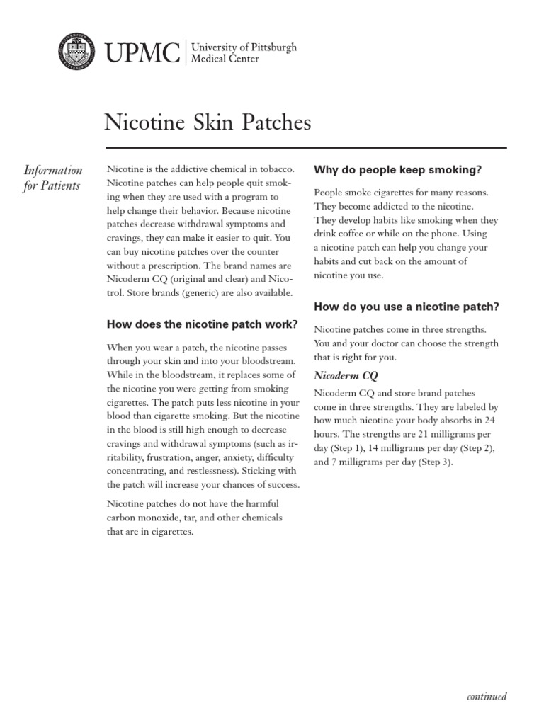 Nicotine Patches | PDF | Nicotine | Smoking Cessation