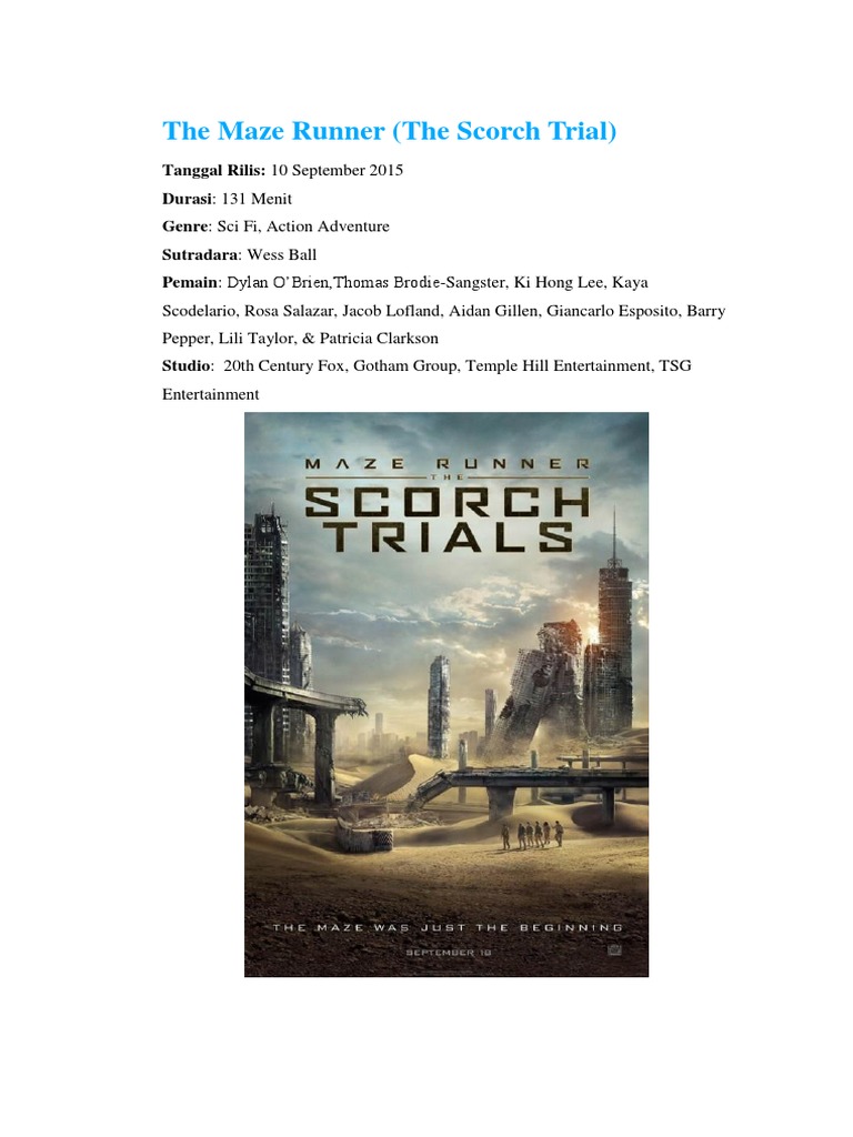 Maze Runner (The Scorch Trials) - Synopsis | PDF