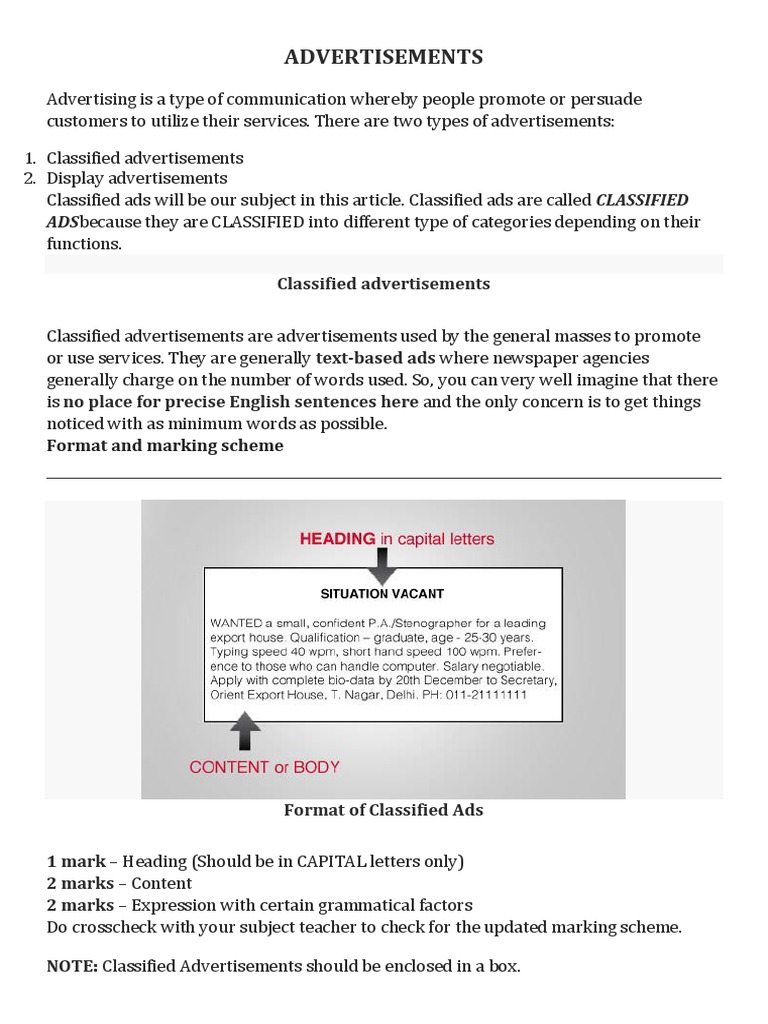 Advertisements: Adsbecause They Are Classified Into Different Type of ...