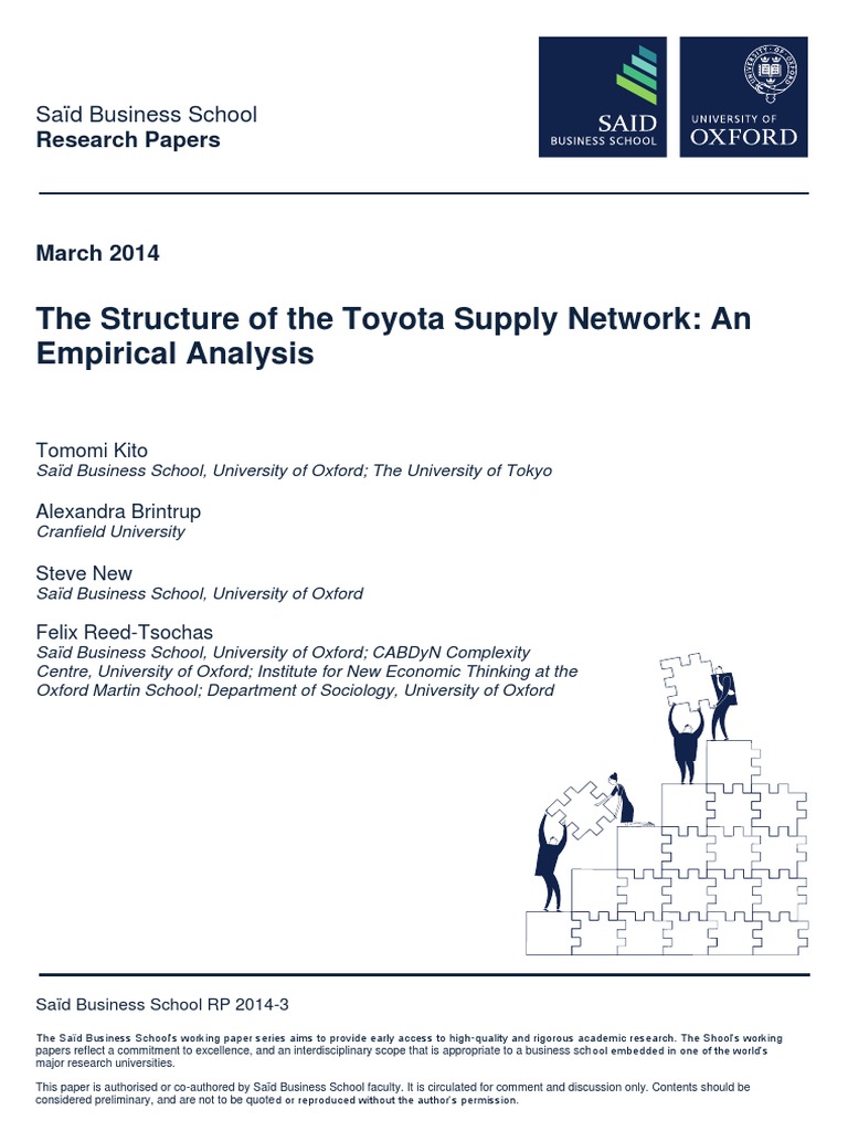 The Structure of The Toyota Supply Network: An Empirical Analysis | PDF ...