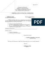 Certificate of Travel Completed Template | PDF