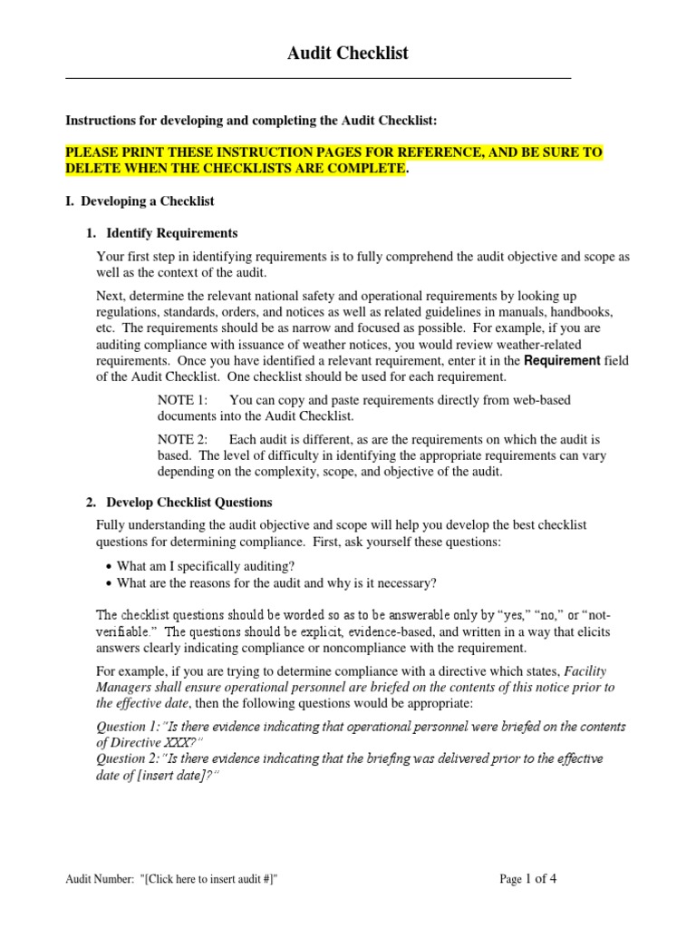Audit Checklist: Requirement | PDF | Regulatory Compliance | Audit