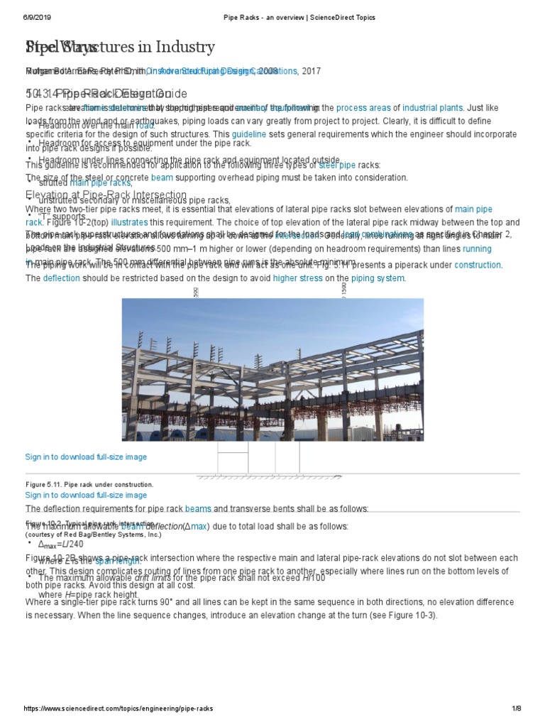 Pipe Ways Steel Structures in Industry: 10.3.4 Pipe-Rack Elevation 5.4. ...