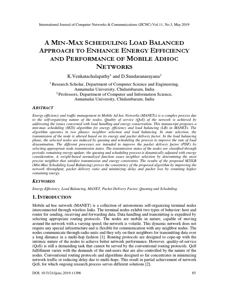 Energy-Efficient MANET Load Balancing | PDF | Routing | Computer Network
