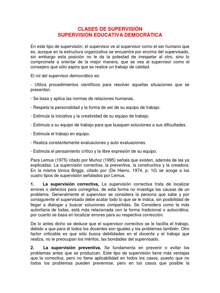 Clases de Supervisión | PDF | Maestros | Educación avanzada