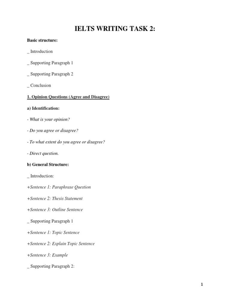 Ielts Writing Task 2 Structures | PDF