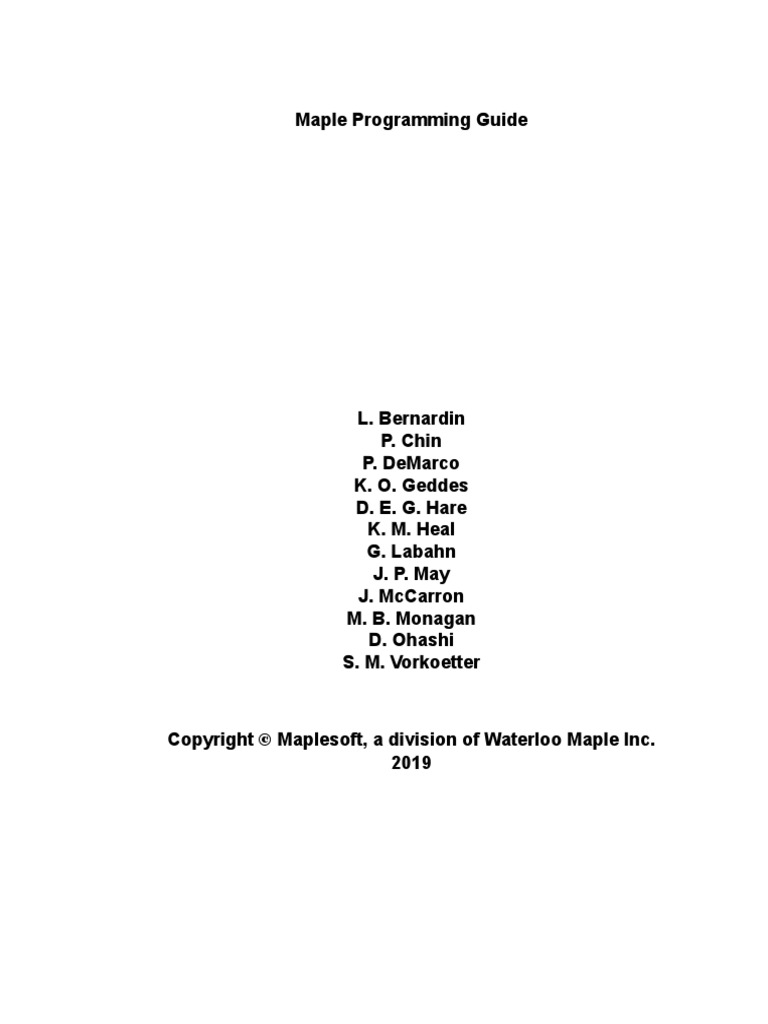 Maple Programming Guide PDF | PDF | Subroutine | Parameter (Computer ...
