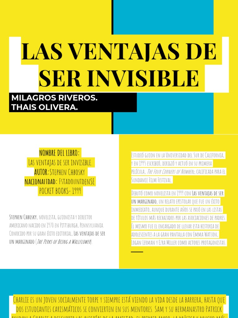 LAS VENTAJAS DE SER INVISIBLE.pptx | Ocio