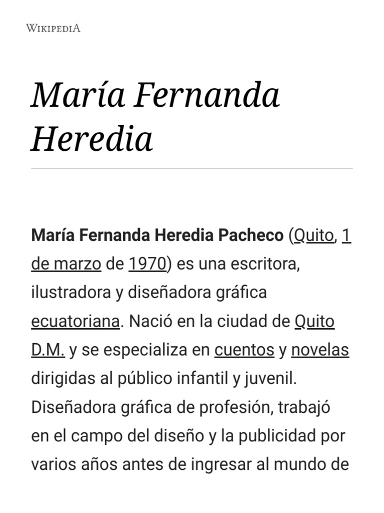 María Fernanda Heredia - Wikipedia, La Enciclopedia Libre | PDF ...