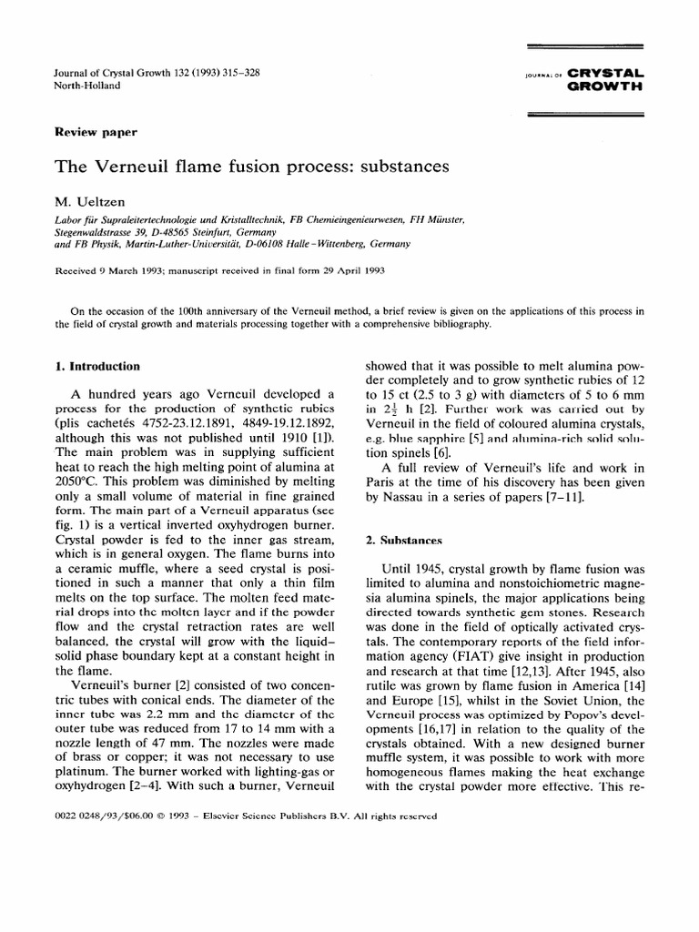 The Verneuil Flame Fusion Process: Substances: Review Paper | PDF ...