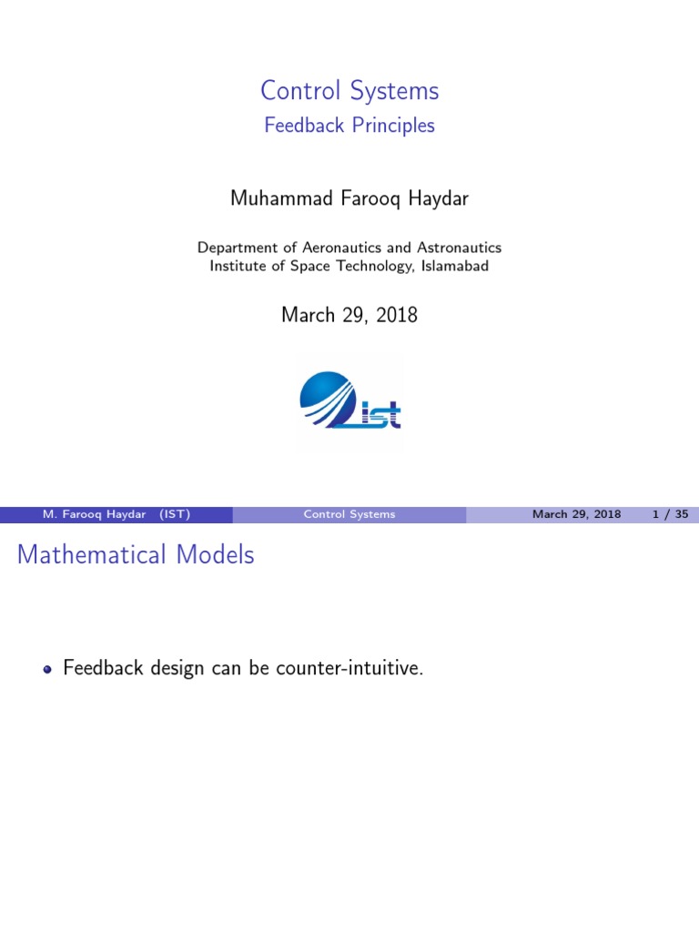 Understanding Feedback Control Systems through Mathematical Modeling | PDF | Control Theory ...