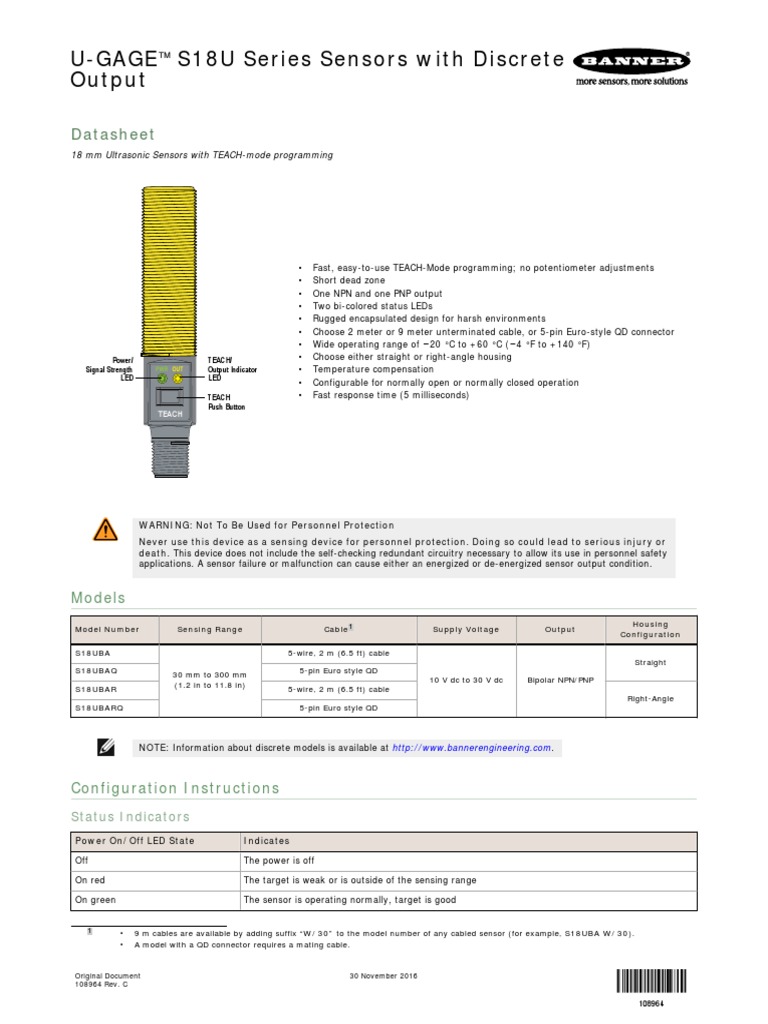 Banner Sensor Manual | PDF | Switch | Bipolar Junction Transistor