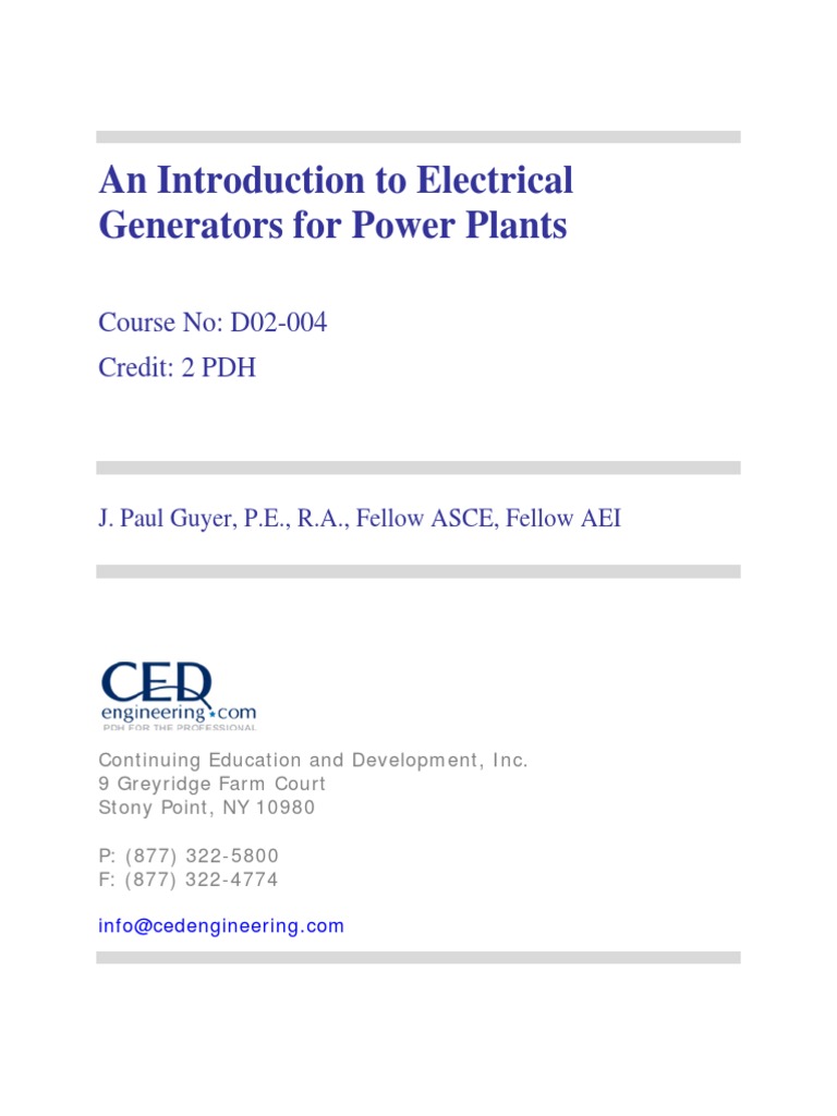Intro To Electrical Generators For Power Plants | PDF | Electrical ...