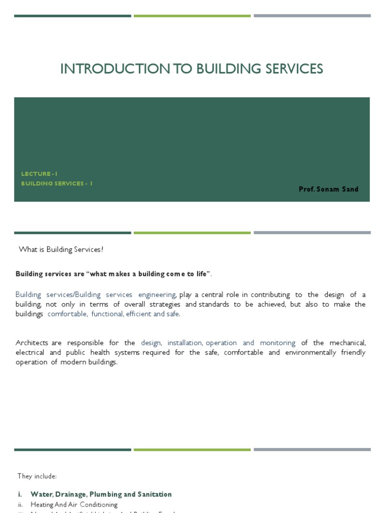 1-Introduction To Building Services | PDF | Water Purification | Hvac