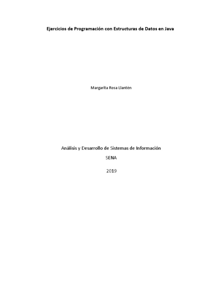 Ejercicios de Programacion Con Estructuras de Datos en Java | PDF ...