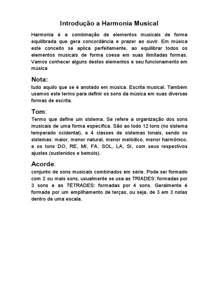 Introdução A Harmonia Musical | PDF | Acorde (música) | Intervalo (música)