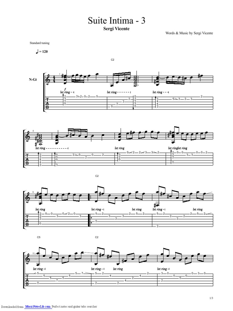 Suite Intima by Sergi Vicente | PDF | Guitar Family Instruments ...