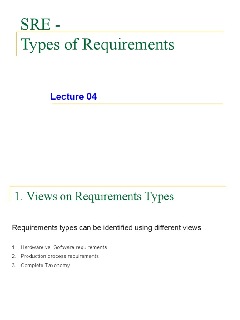 Types of Requirements: A Taxonomy of Requirements from Different ...