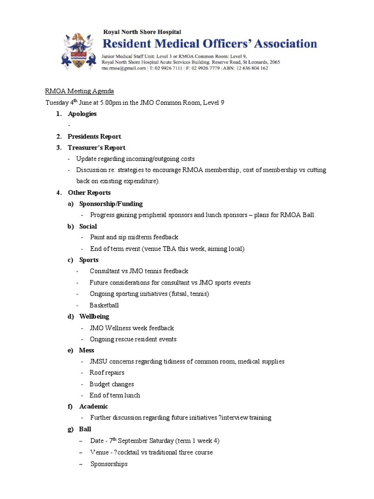 RMOA Meeting Agenda Overview | PDF