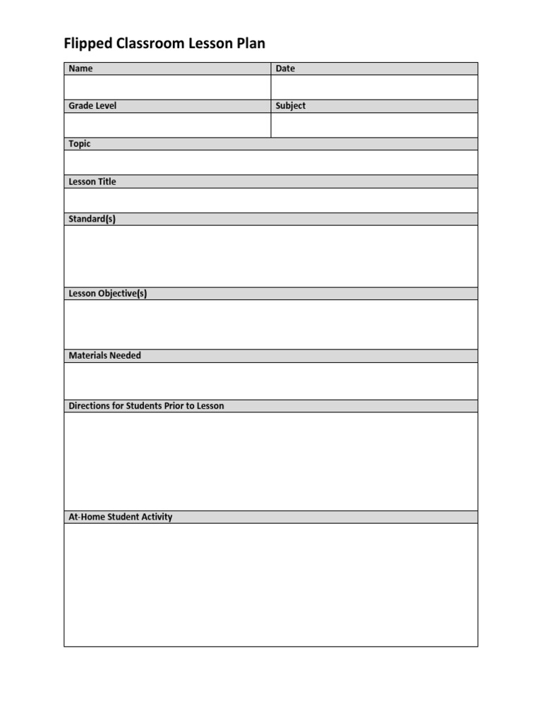flipped classroom lesson plan - fillable 1 2