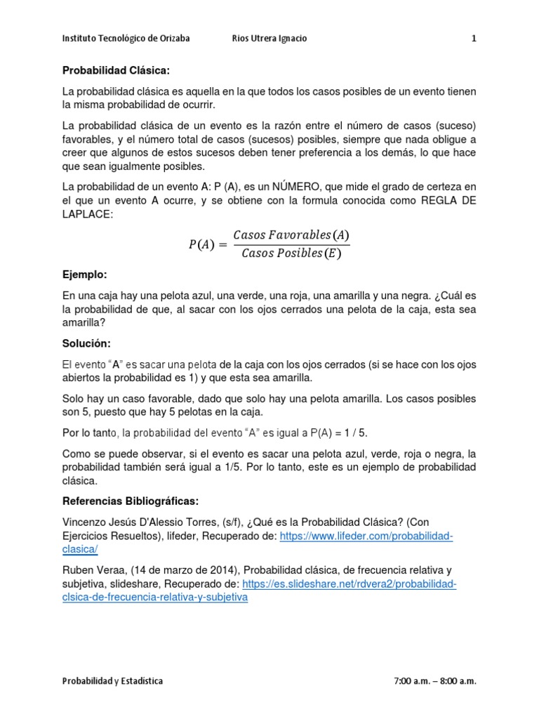 Probabilidad Clásica | PDF | Probabilidad | Teoría de probabilidad