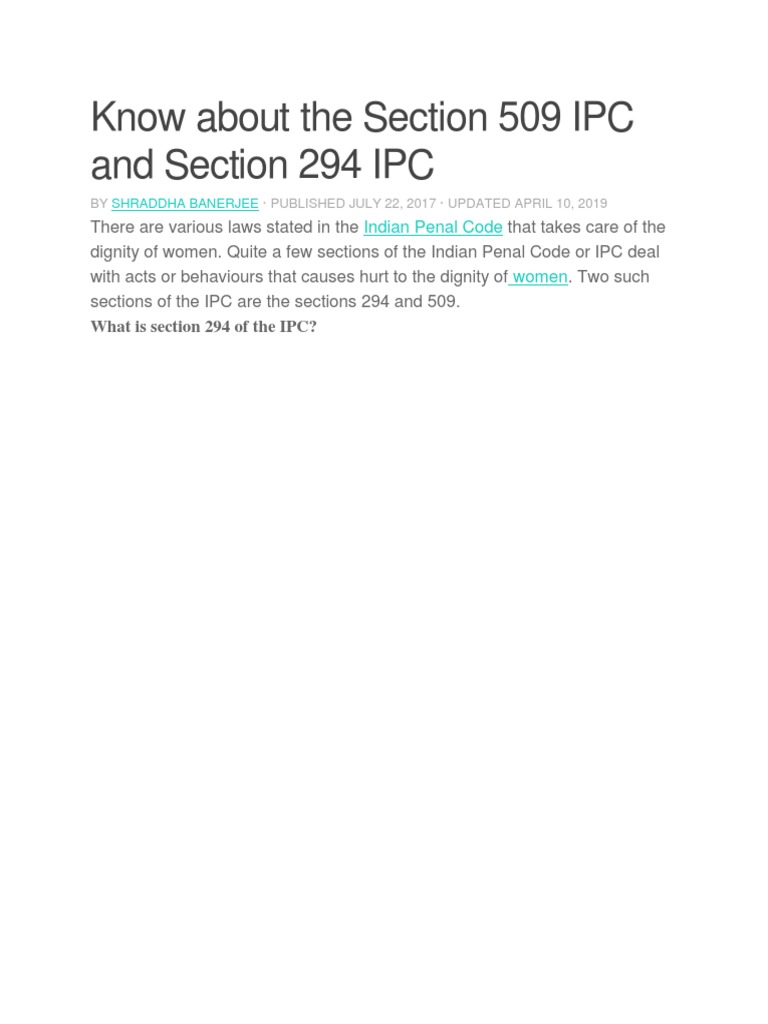 What Is Section 509 of The IPC