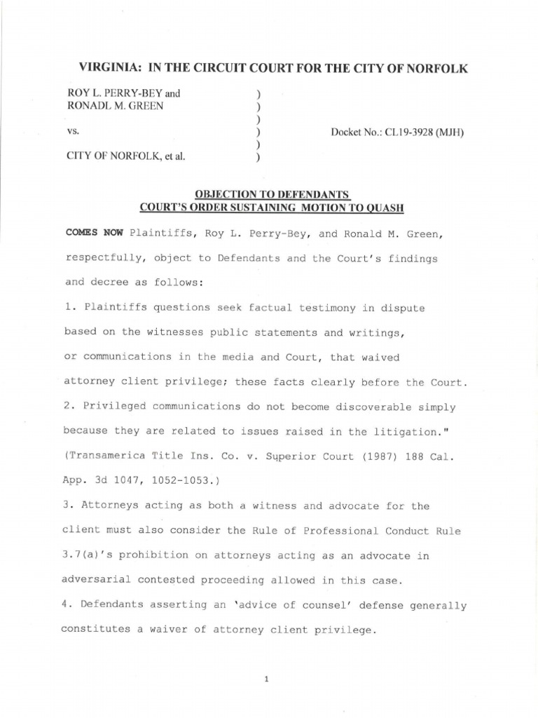 Roy L. Perry-Bey v. City of Norfolk, Virginia Et Al. | PDF