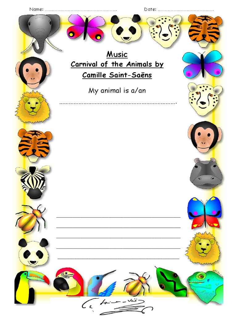 Carnival of the Animals Activity Sheet | PDF | The Carnival Of The ...