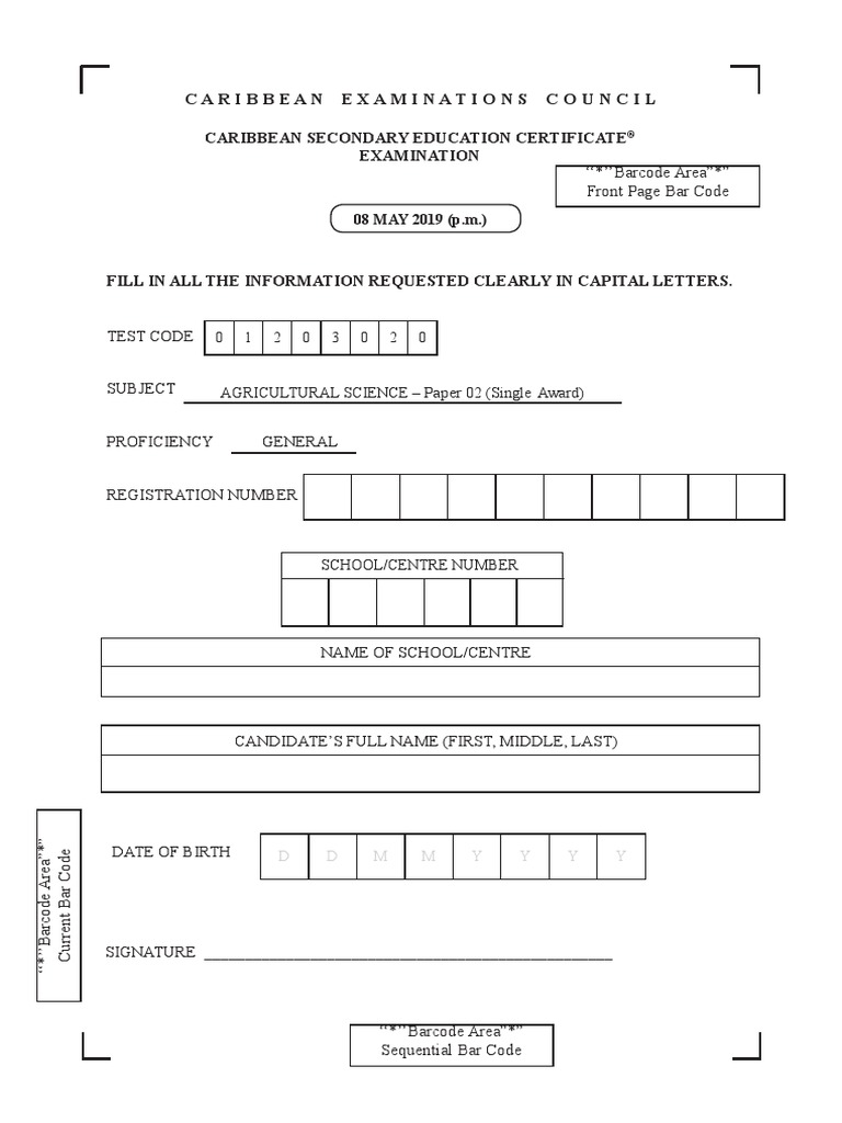 cxc past paper 2019 | Plant Breeding | Barcode
